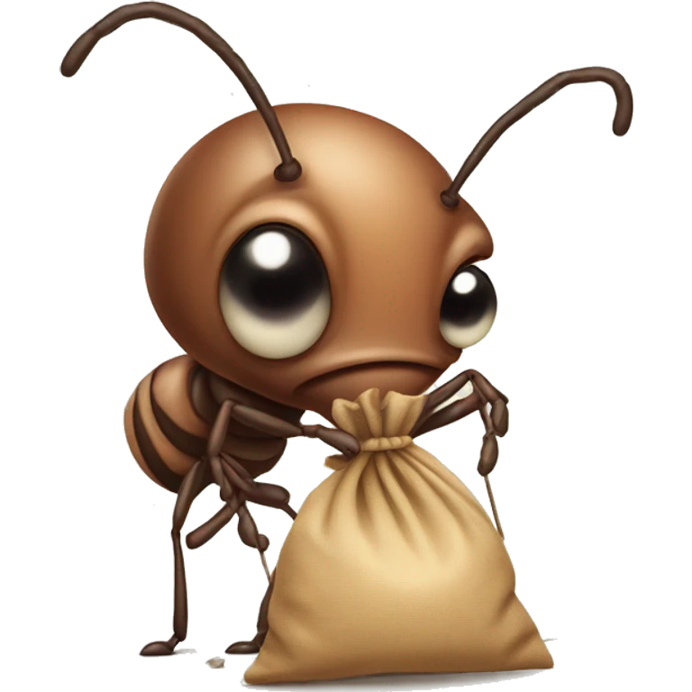 Sad ant holding sack on stick emoji | AI Emoji Generator