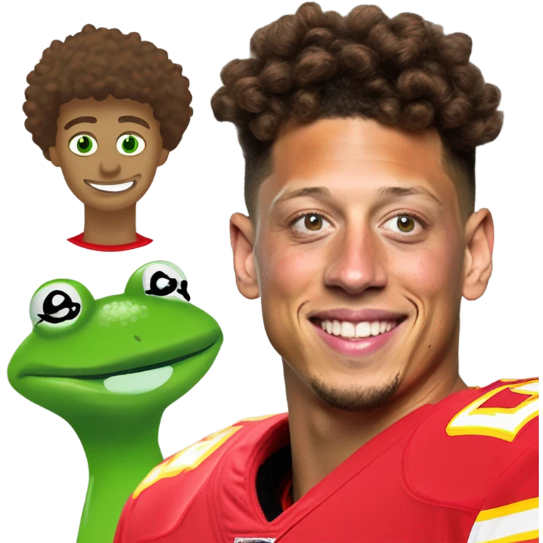 Patrick Mahomes as Kermit the Frog emoji | AI Emoji Generator