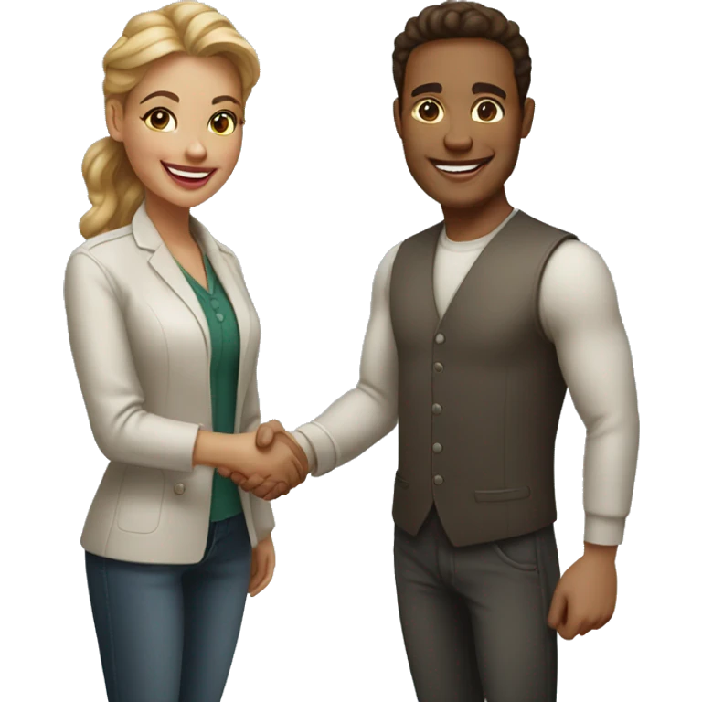 restaurant owner and blogger shaking hands, both with light skin, in ...