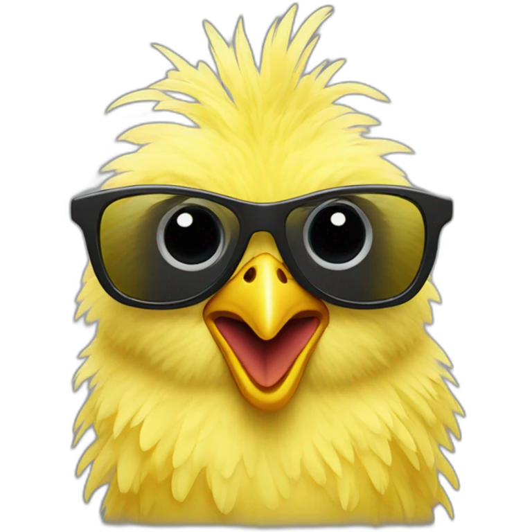 Fluffy yellow chicken with dark glasses after an electric failure emoji ...