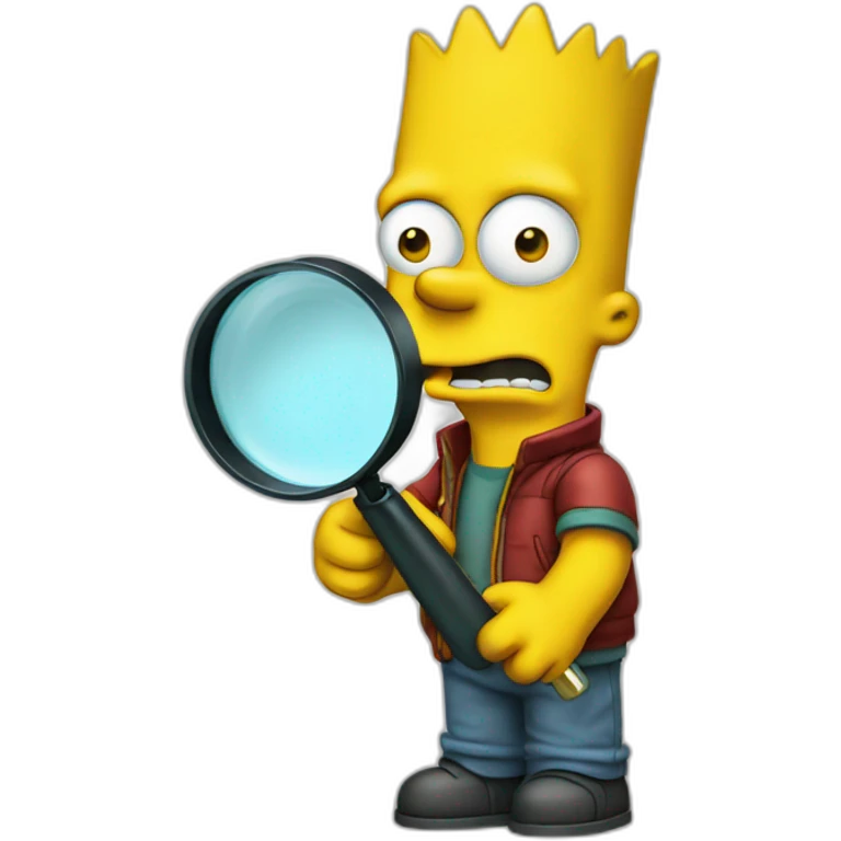 Bart Simpson holding a magnifying glass emoji | AI Emoji Generator