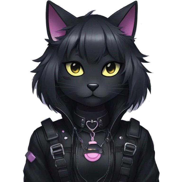 Gorgeous furry gothic dark techwear anime style anthro black cat furry ...