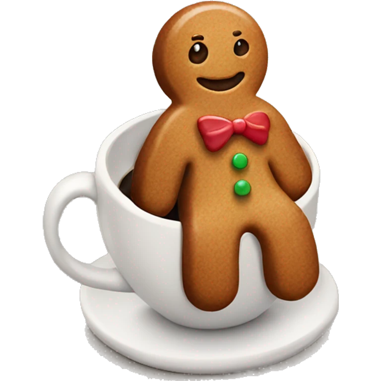 Gingerbread man sitting in brown cup of coffee emoji | AI Emoji Generator