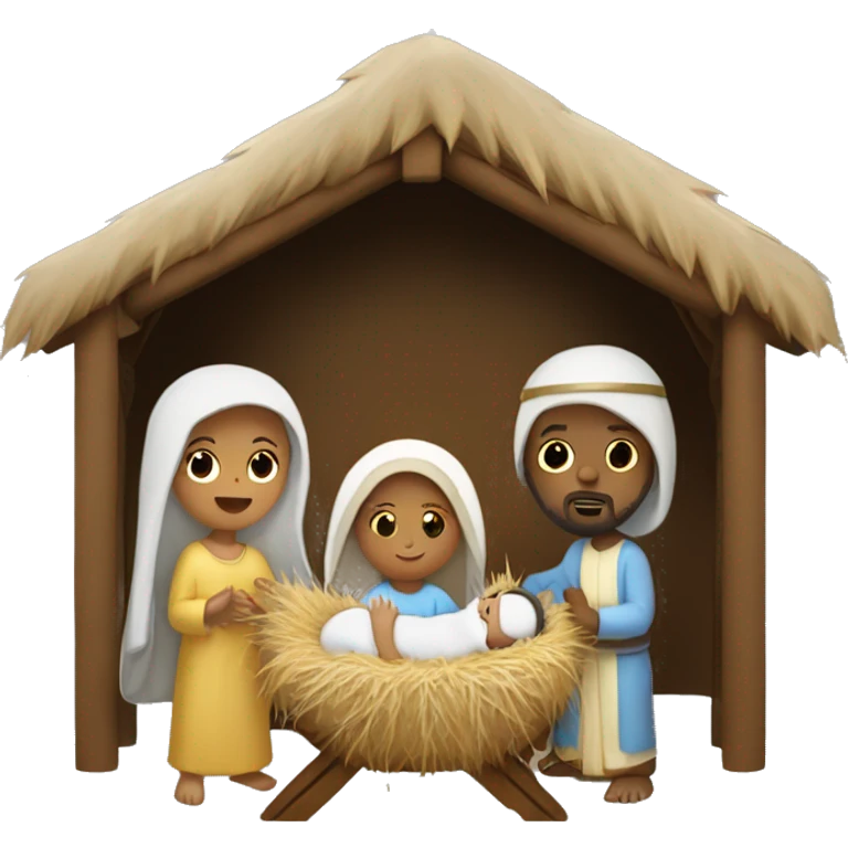 Nativity with a light skinned Mary, Joseph, and baby Jesus in the ...