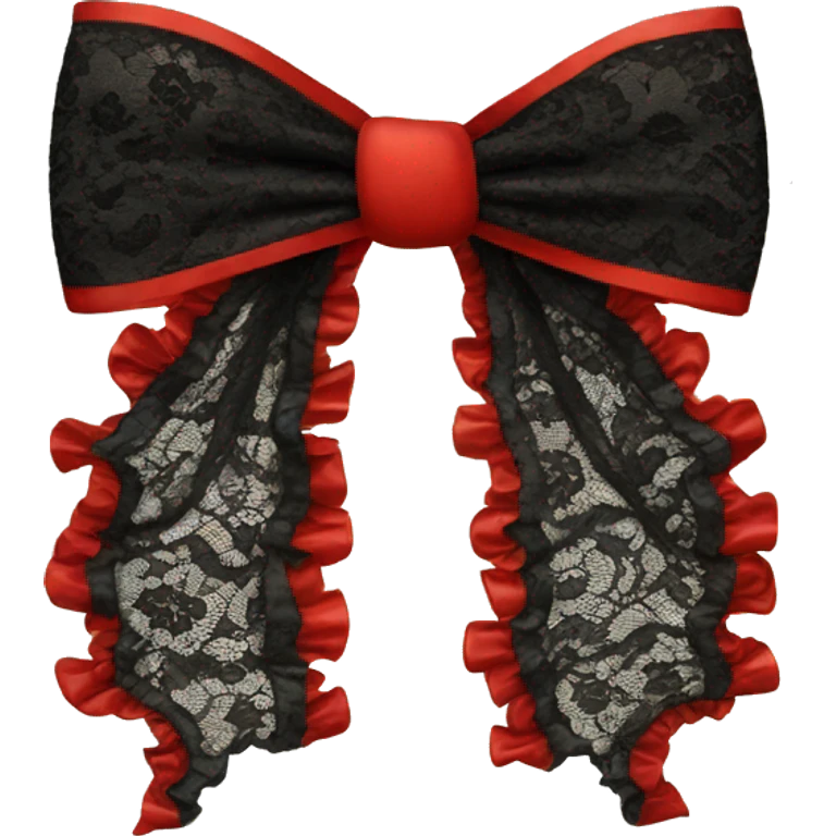 black lace bow with red ruffles emoji | AI Emoji Generator