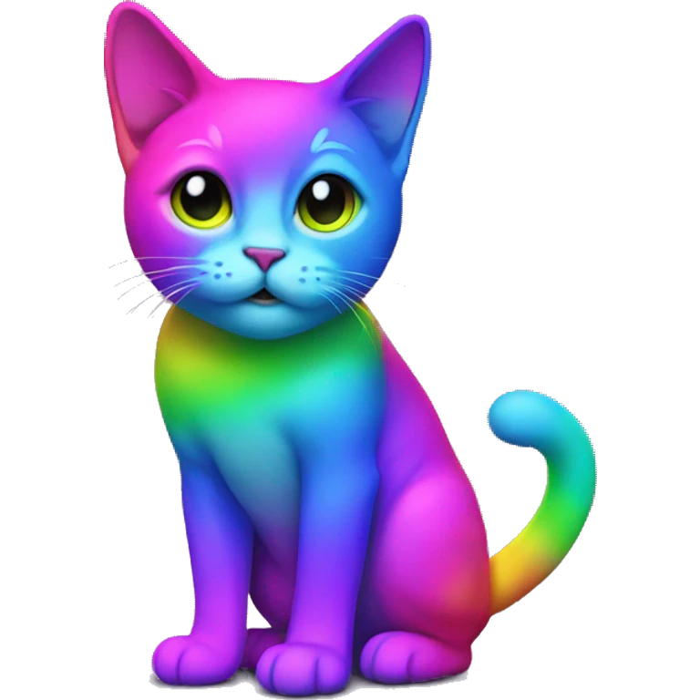 Neon Rainbow Cat Full Body emoji | AI Emoji Generator