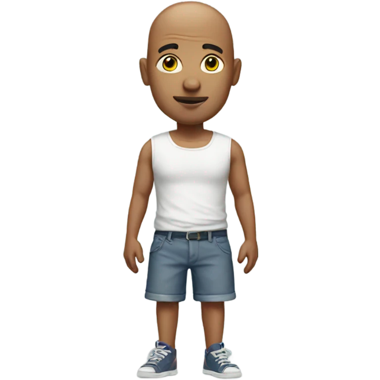 Bald man standing in shorts emoji | AI Emoji Generator