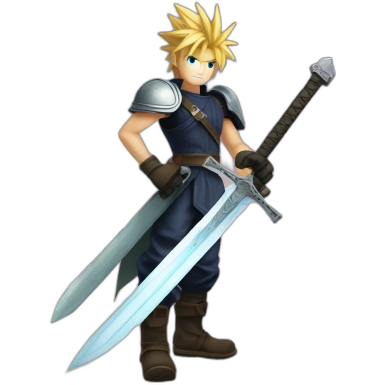 cloud strife with buster sword emoji | AI Emoji Generator