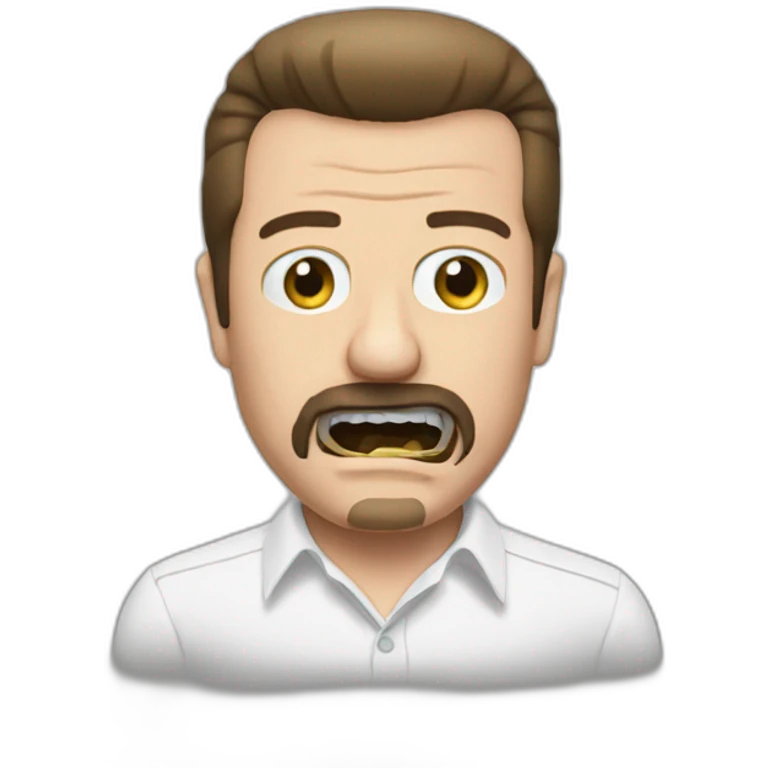 David Brent with fake buck teeth and taping his eyes slanty emoji | AI ...