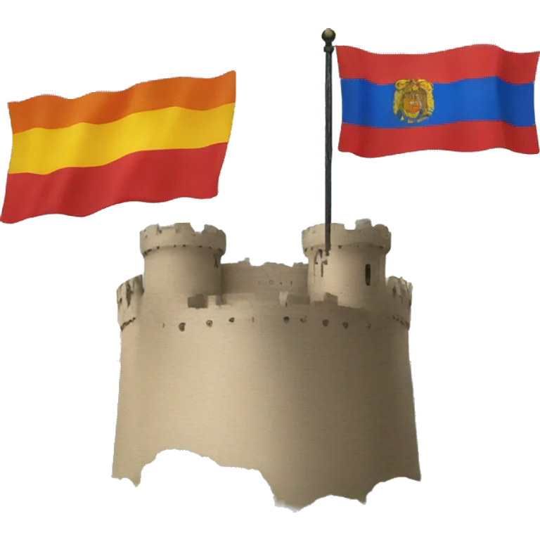 Bandera con un castillo y un leon emoji | AI Emoji Generator