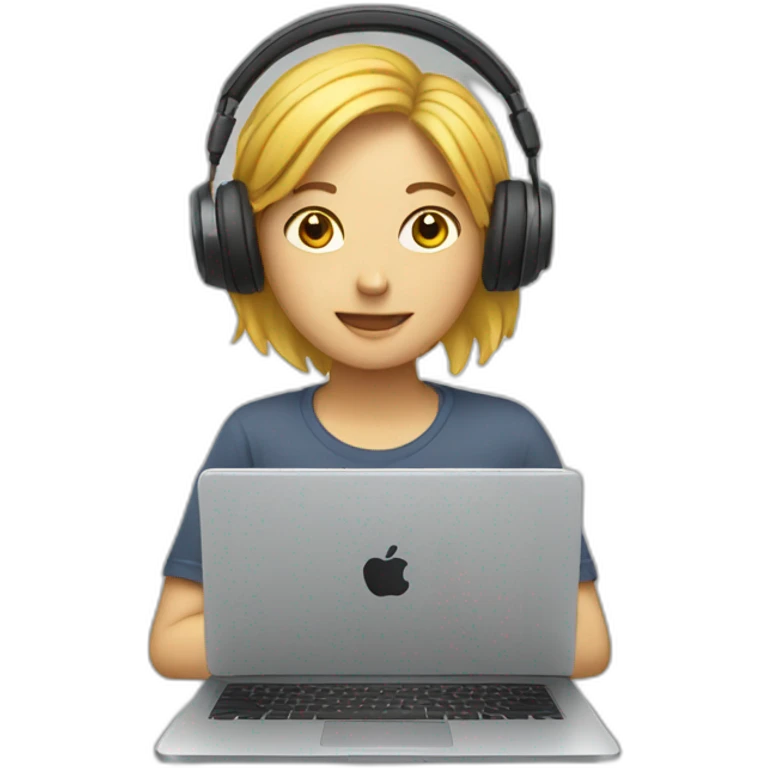 working on laptop with headphones emoji | AI Emoji Generator