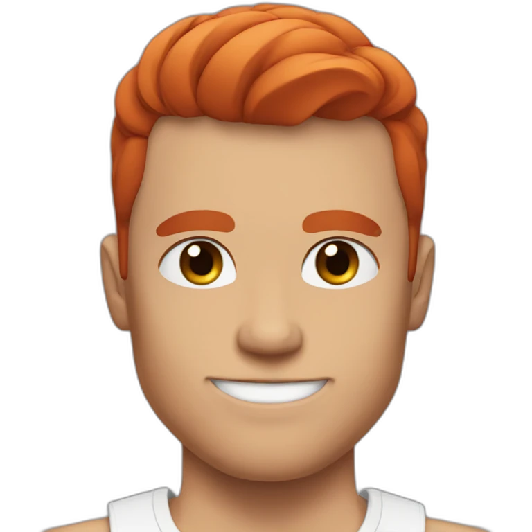 Lean Muscle man blue eyes slick red hair emoji | AI Emoji Generator