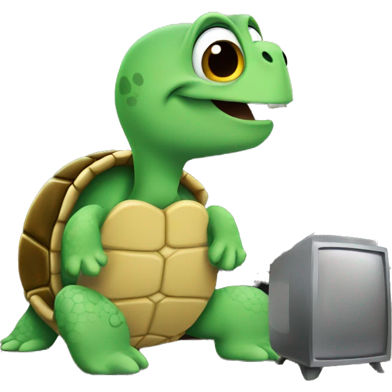 Turtle watching tv emoji | AI Emoji Generator