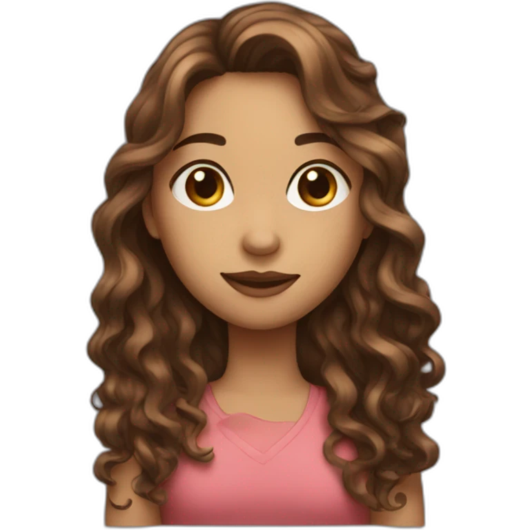 Long brown wavy haired girl emoji | AI Emoji Generator