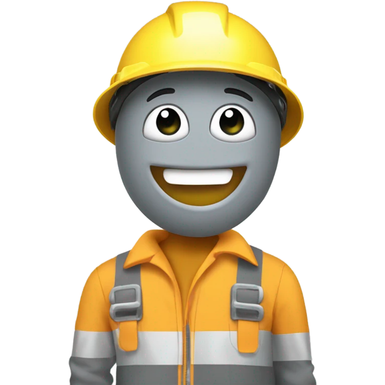 smiley in a construction helmet with thumbs up, wearing a grey boiler ...