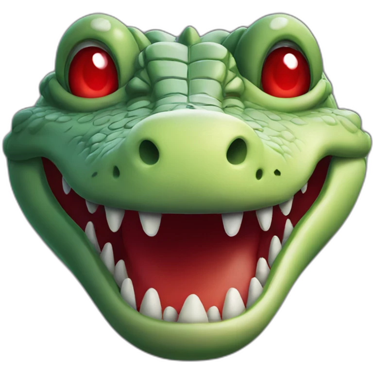 crocodile with red eyes shaped as a heart emoji | AI Emoji Generator