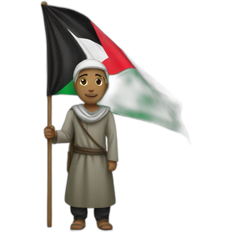 Muslim holding Palestine flag emoji | AI Emoji Generator