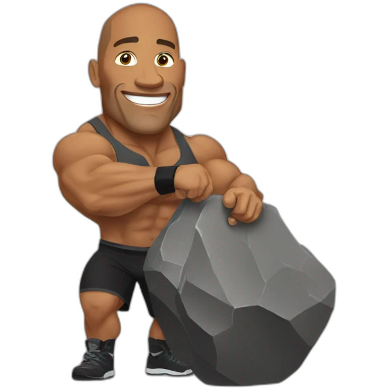 Dwayne Johnson lifting a rock emoji | AI Emoji Generator