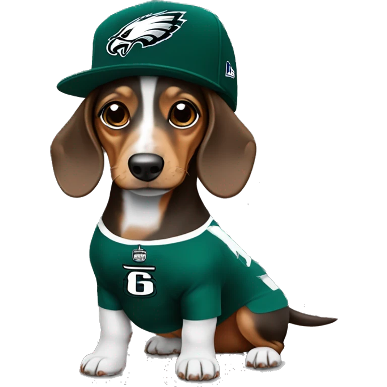 Miniature Dachshund Merle wearing Philadelphia Eagles Hat emoji | AI ...