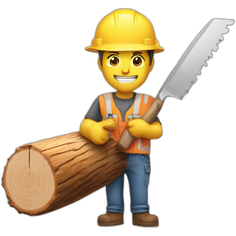 Work comes out a wooden log and a saw in one hand emoji | AI Emoji ...