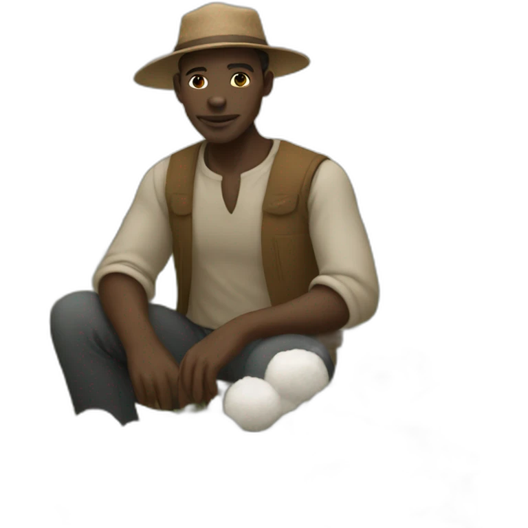 black tribe man working in the cotton field emoji | AI Emoji Generator