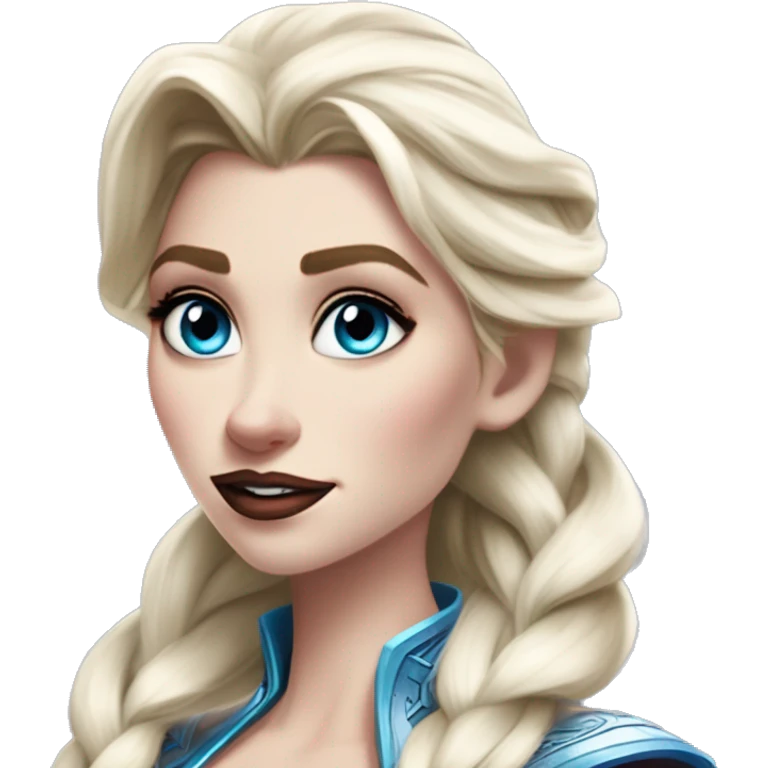 Warcraft geeky computer Elsa in Marvel Avengers style, oil paint, mysterious eyes, intricate ...