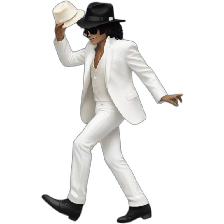 Michael Jackson moonwalking holding his hat emoji | AI Emoji Generator