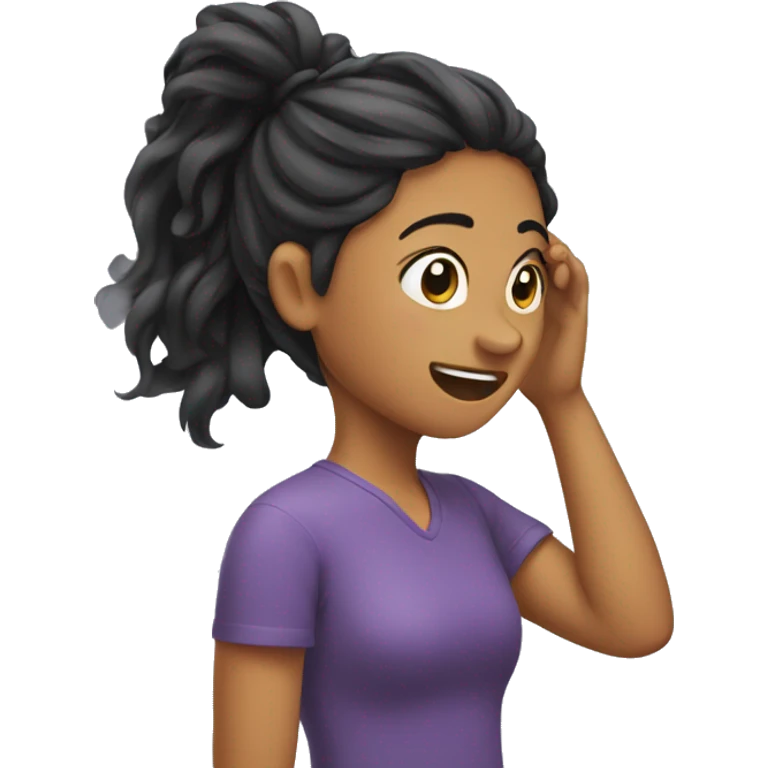 Girl pulling her hair emoji | AI Emoji Generator
