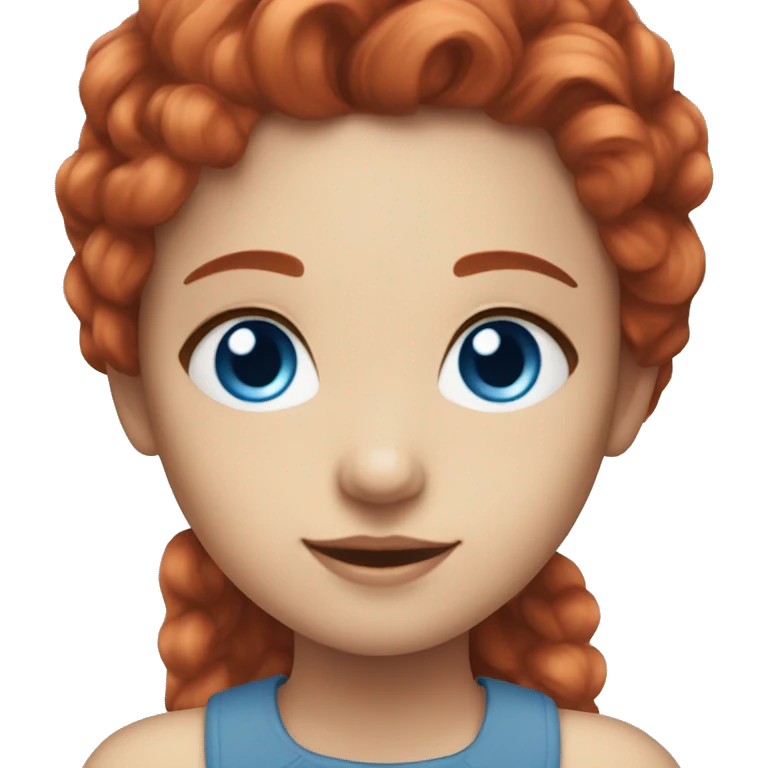 girl pixie wavy red hair blue eyes emoji | AI Emoji Generator