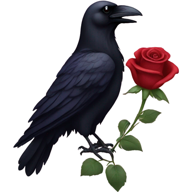 Raven holding a rose in its beak emoji | AI Emoji Generator