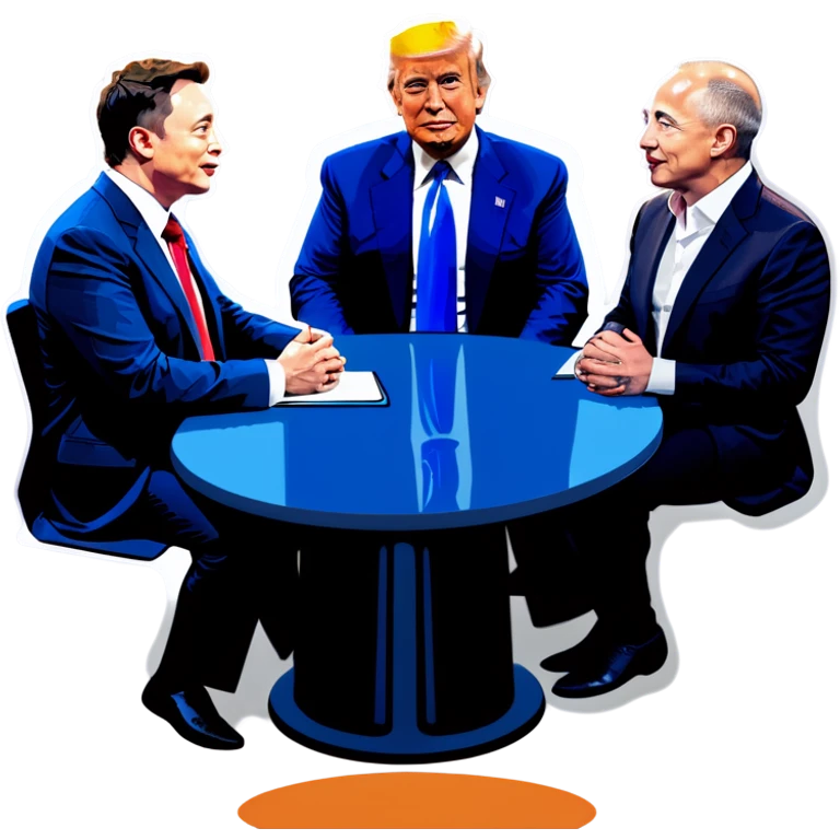 Jesus, Buddha, Elon Musk, Jeff Bezos, and Trump in a meeting emoji | AI ...