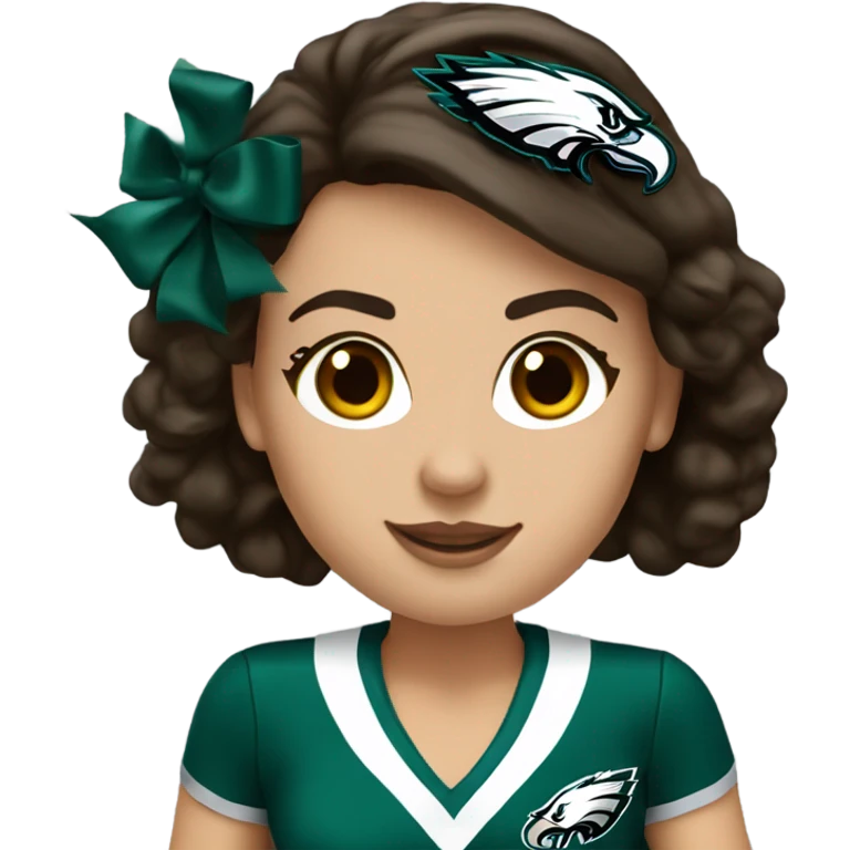 Philadelphia Eagles cheerleader brunette cheer emoji | AI Emoji Generator