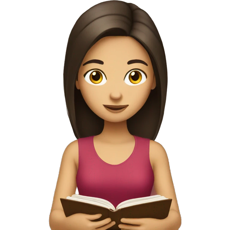 Brunette girl reading a book emoji | AI Emoji Generator