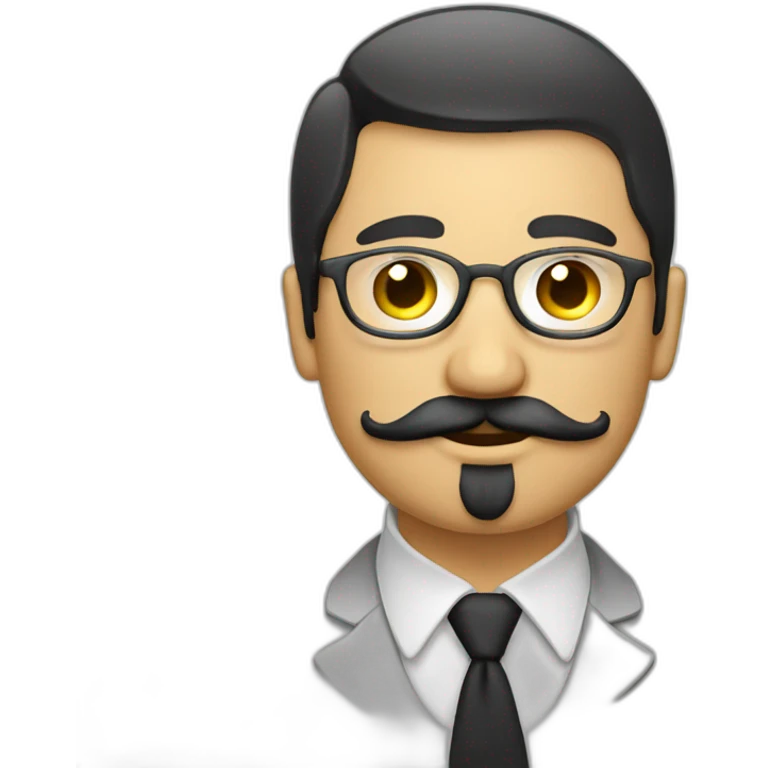 very long straight hair men with mustache and round glass emoji | AI ...