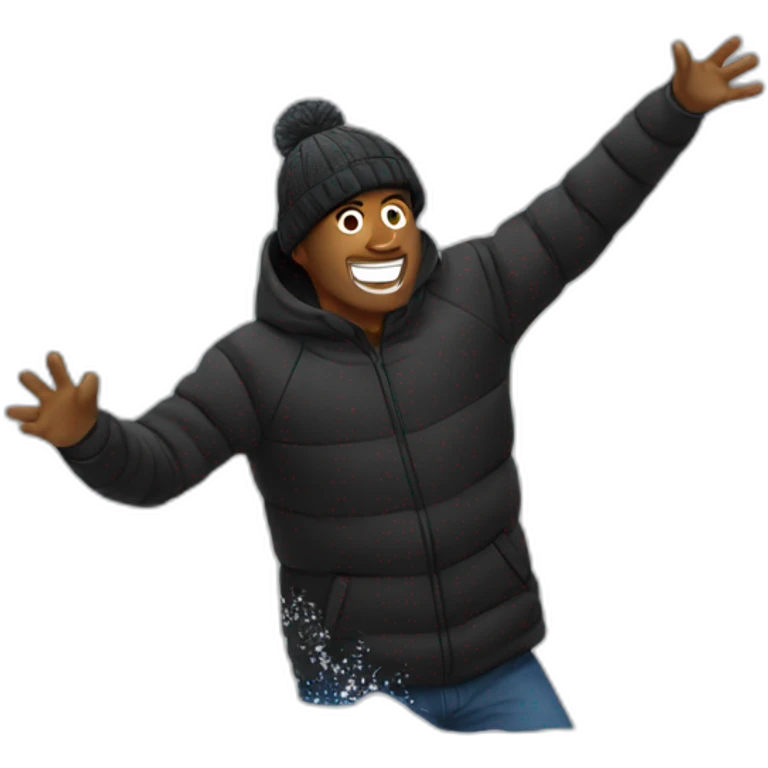 Man in black throwing snow emoji | AI Emoji Generator