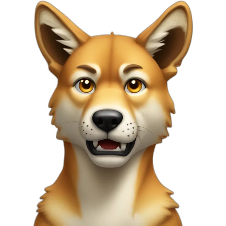 Angry Dingo in profile with his body emoji | AI Emoji Generator
