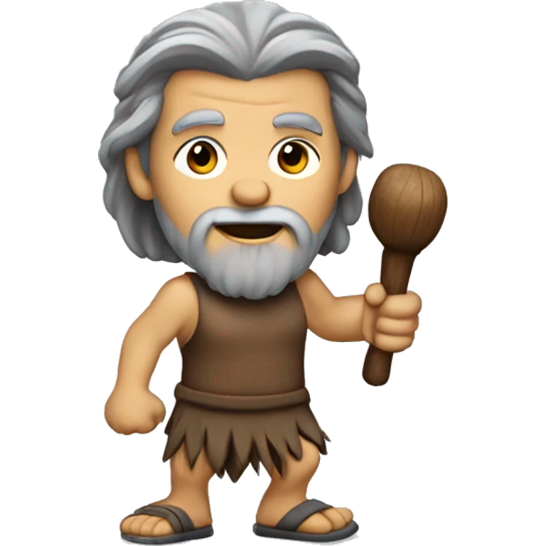 Caveman with long gray hair and a gray goatee holding a gavel and ...