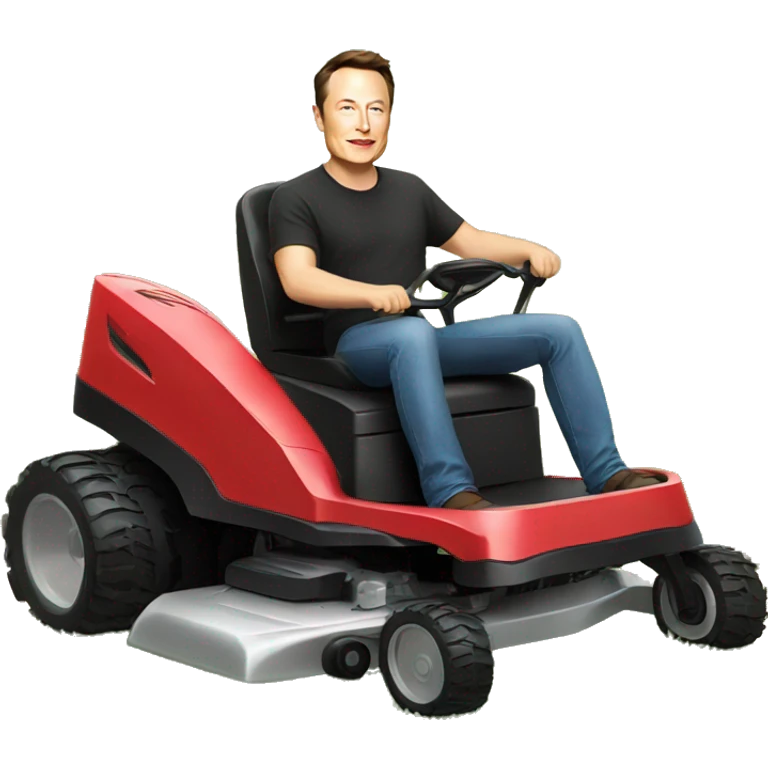 Elon musk on a lawn mower emoji | AI Emoji Generator