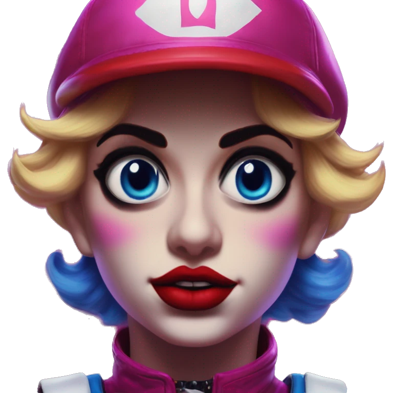 Synthwave Mario in Harley Quinn style, oil paint, mysterious eyes ...