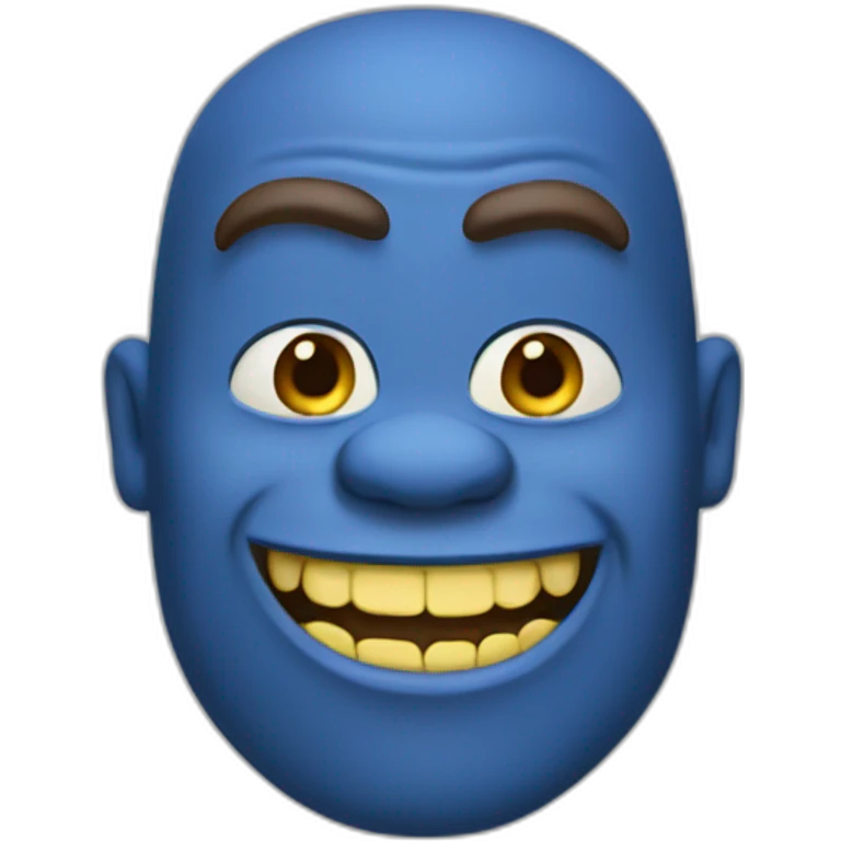 Blue shrek with yellow teeth and brown beard emoji | AI Emoji Generator