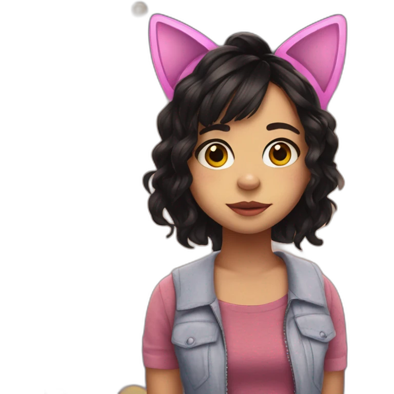 Jenna Ortega with cat ears emoji | AI Emoji Generator