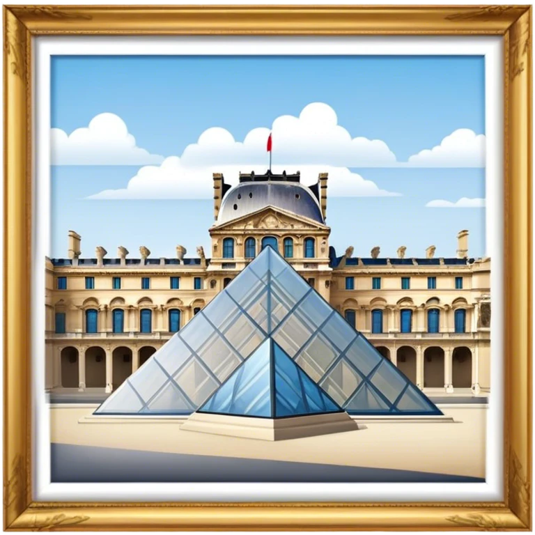 Louvre Museum Landmark Emoji – Showing the glass pyramid entrance with ...