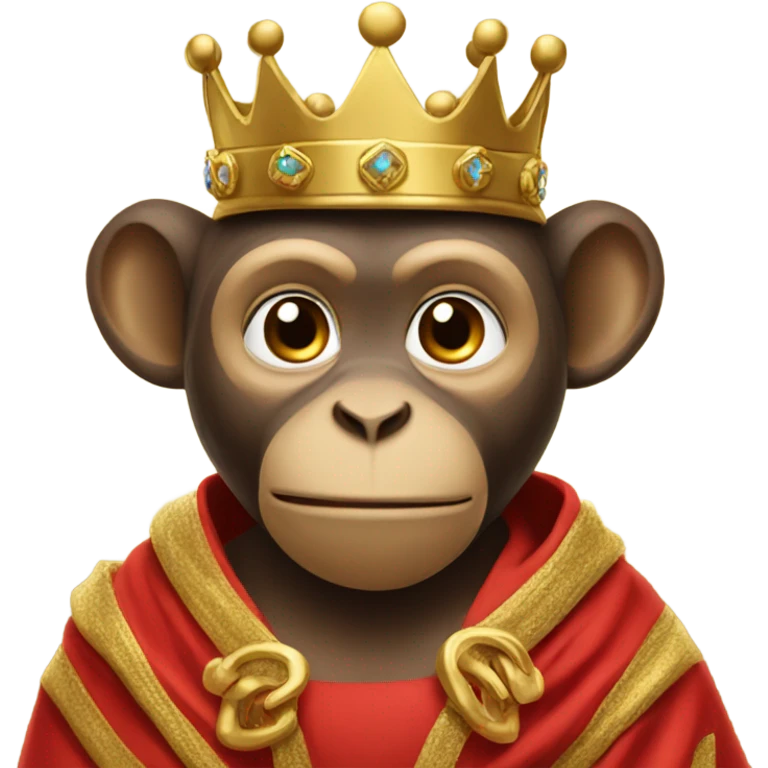 Monkey wearing red king robe and gold crown emoji | AI Emoji Generator