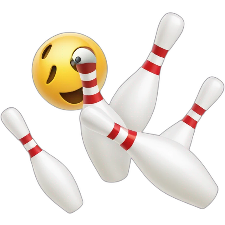 bowling ball is knocking down 3 pins emoji | AI Emoji Generator