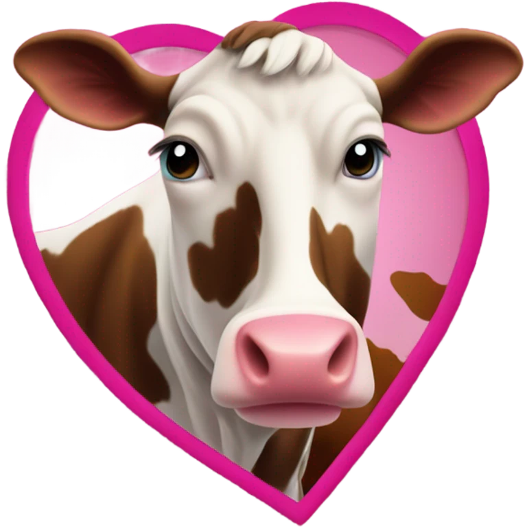 Cow print heart with hot pink lace emoji | AI Emoji Generator