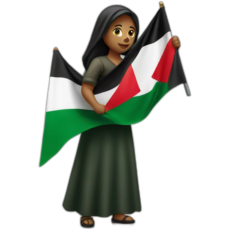 Women holding Palestinian flag emoji | AI Emoji Generator