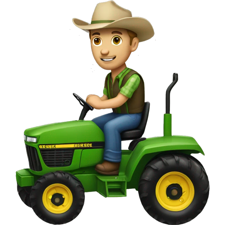 Farmer driving John Deere tractor emoji | AI Emoji Generator