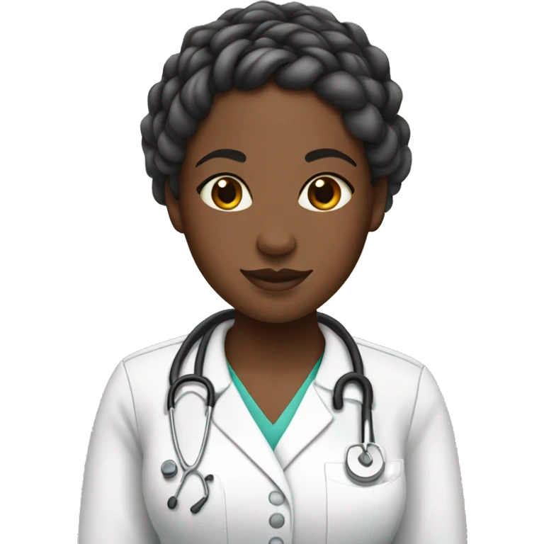 Black girl with knotless braids and nurse scrubs emoji | AI Emoji Generator