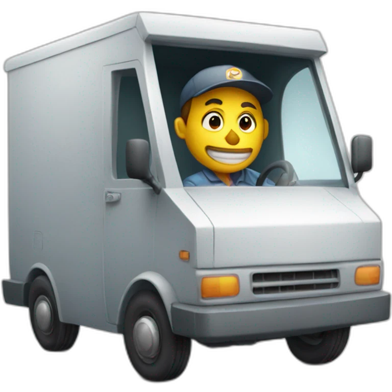 Creepy Mail Man driving a Van emoji | AI Emoji Generator