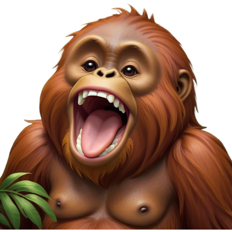 Cinematic Cute Yawning Orangutan Portrait Emoji, Head tilted slightly ...